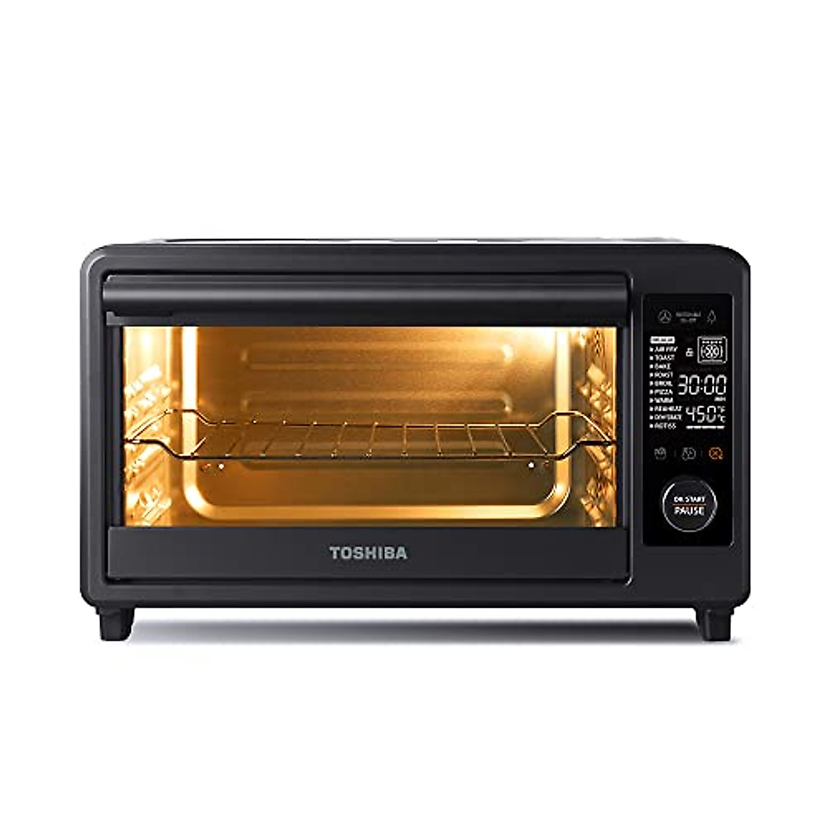 Toshiba TL2-AC25CZA(GR) Air Fryer Toaster Oven, 6-in-1 Digital Convection Oven for 9 Cooking Presets, 6-Slice Bread/12-Inch Pizza, 1750W, Charcoal Grey