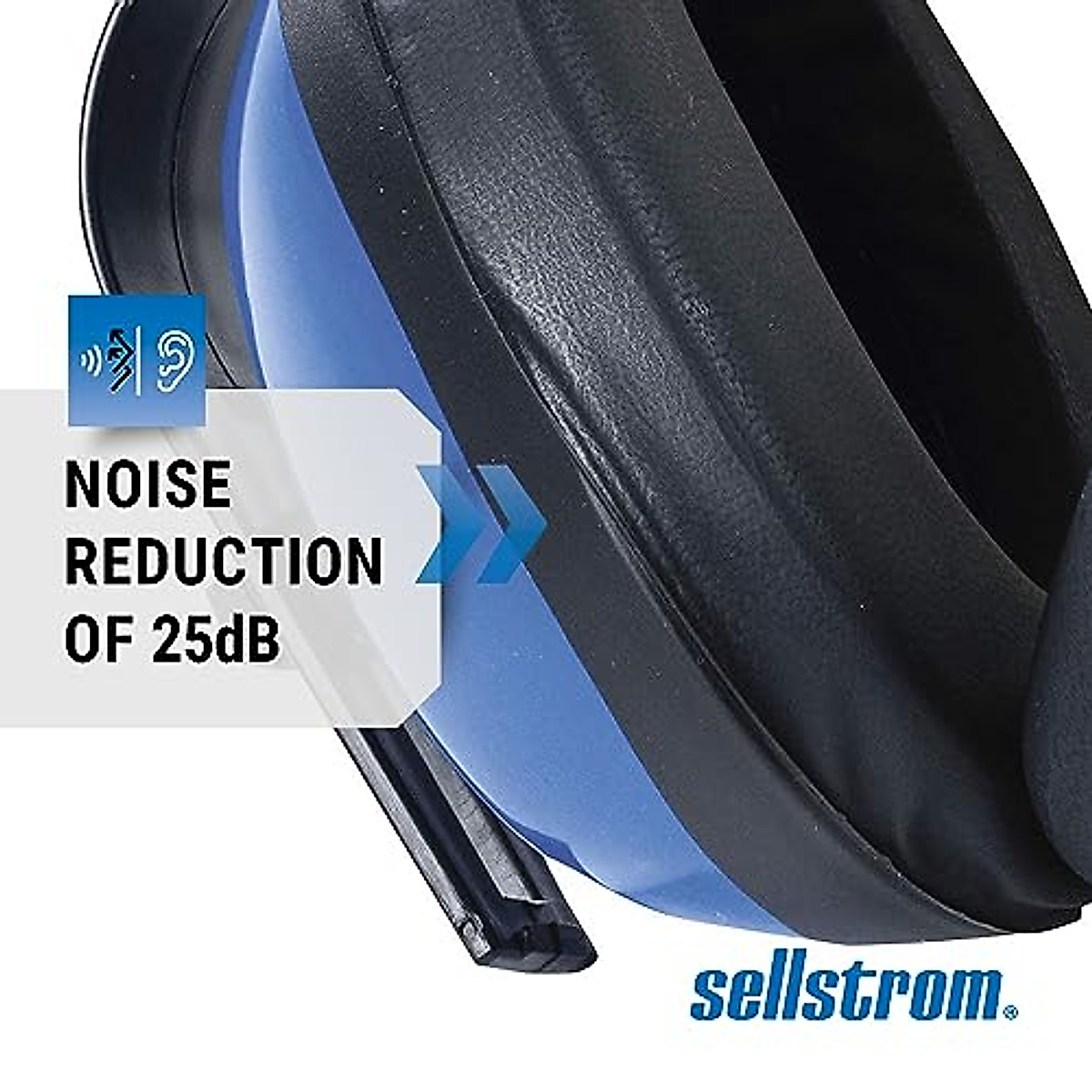 Sellstrom Noise Cancelling Adjustable Safety Ear Muffs, ANSI S3.19 Certified, 25dB NRR, Blue, S23401