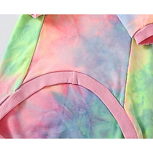 Dog Cotton Tie dye Hoodie Pink Pullover Sweatshirts Soft and Stretch Pets Clothes Hooded for Small Dogs(Pink S)