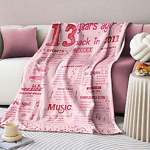 13 Year Old Girl Gifts for Birthday Teenage Girls Gifts Ideas 13th Birthday Decorations for Girls Daughter Sister Soft Throw Blanket Back in 2011-60x50 Inch - Pink