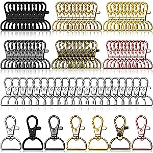 Swivel Clasp Hooks, Anezus 80Pcs Key Chain Clip Hooks, D Ring Clip Lanyard Hardware for Keychain Making, Lanyard Making, Purse Hardware, DIY Craft (1” Inside Width)