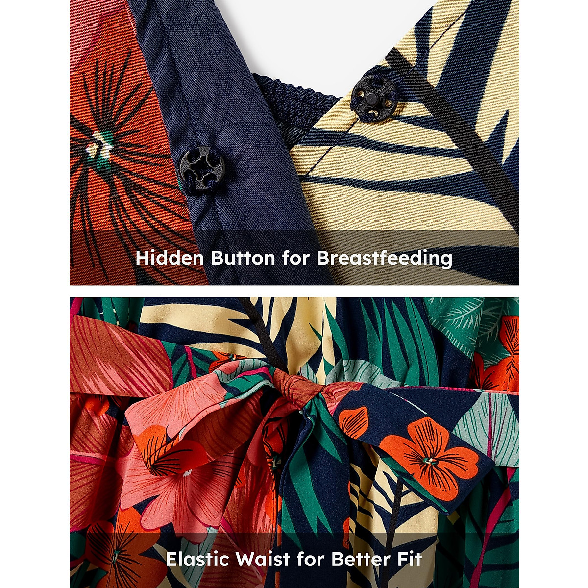 PATPAT Family Matching Outfits Mommy and Me Dresses Matching Set Tropical Floral Palm Leaf Print Sun Maxi Dresses Matching Hawaiian Outfits for Couples Vacation Beach Red Floral Outfit for Women M