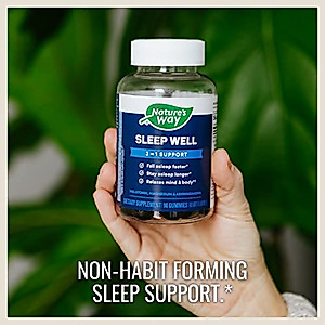 Nature’s Way Sleep Well Sleep Gummies for Adults*, Sleep Aid*, Melatonin Gummies, Ashwagandha Gummies, with Magnesium, Berry Flavored, 90 Gummies