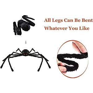 COOLJOY 200" Halloween Spider Web and 60" Giant Halloween Spider Halloween Decorations Virtual Realistic Hairy Spider Halloween Outdoor Indoor Decoration