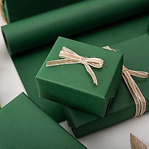 Matte Green Recycled Kraft Wrapping Paper - 46.8 Sq Ft Reversible Packing Moving Thick Paper Roll for Gift Wrap Bulletin Board Bouquet Flower Kids Wall Art Craft Table Runner - 17 Inches x 33 Ft