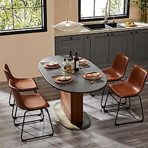 edx Dining Chairs，Kitchen & Dining Room Chairs, PU Leather Cushion and Metal Legs Bar Chairs, Counter Height Bar Stools for Kitchen Island