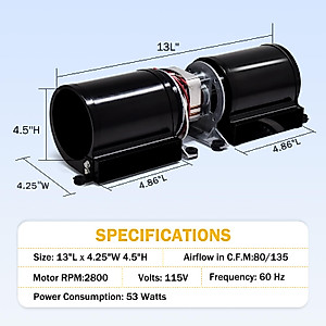 Criditpid Fireplace Blower Fan for Regency, Osburn, Regency Fireplace 910-157/P, Blower Motor Fan for Hampton HI300, Osburn FD006-1600, Rotom R7-RB167 Wood Stove Insert.