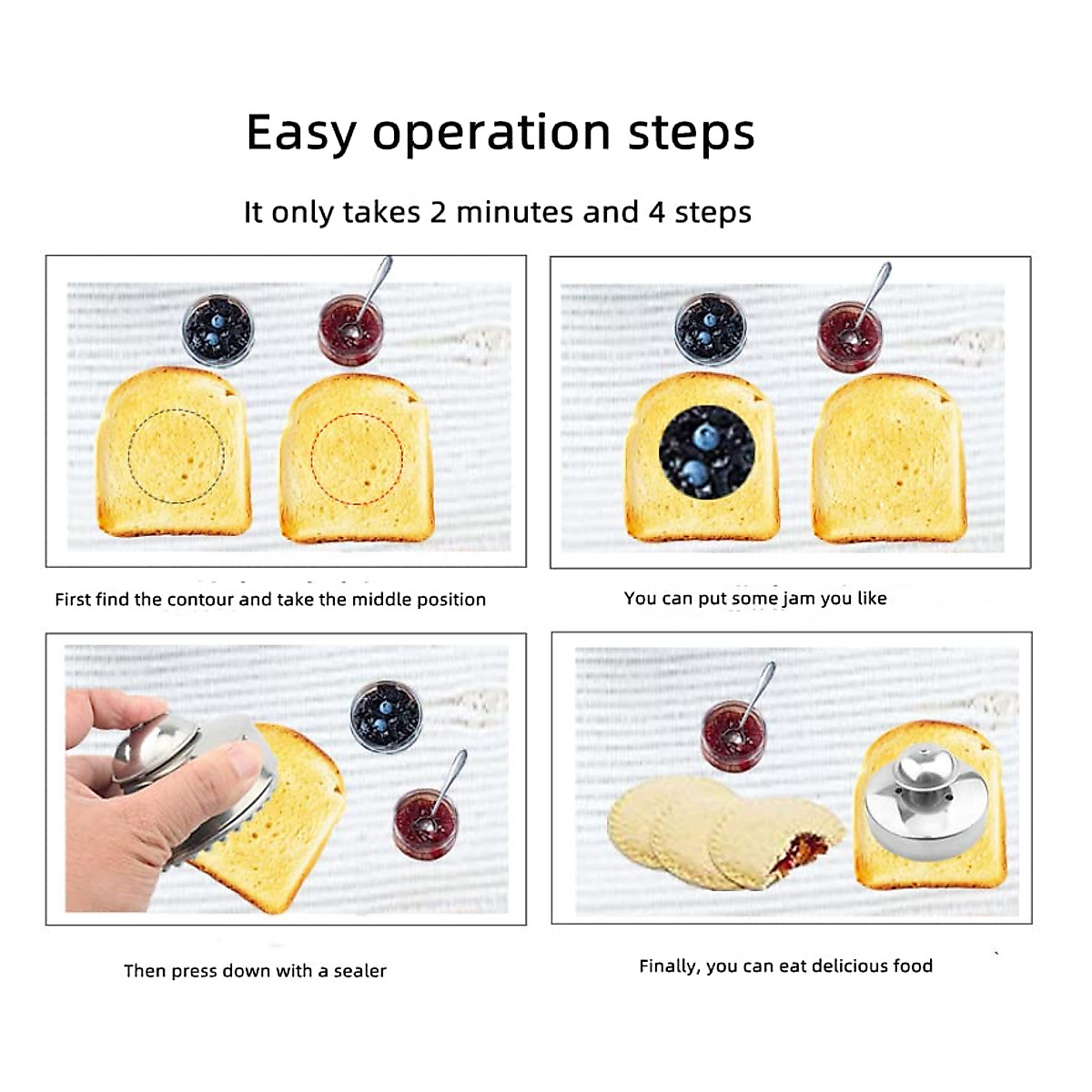 Sandwich Sealer, Sandwich Cutter and Sealer, Food-Grade 304 Stainless Steel Sandwich Sealer, Bread spring die sandwich thawing sealer baking die , Uncrustable Sandwich Maker/PBJ Cutter