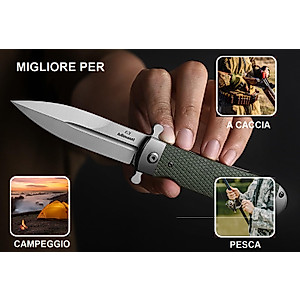 Firebird Knife GANZO Firebird Adimanti Samson-BR Pocket Folding Knife G10 Handle with Clip D2 Steel Blade Hunting Fishing Camping Outdoor EDC Knife (Brown)