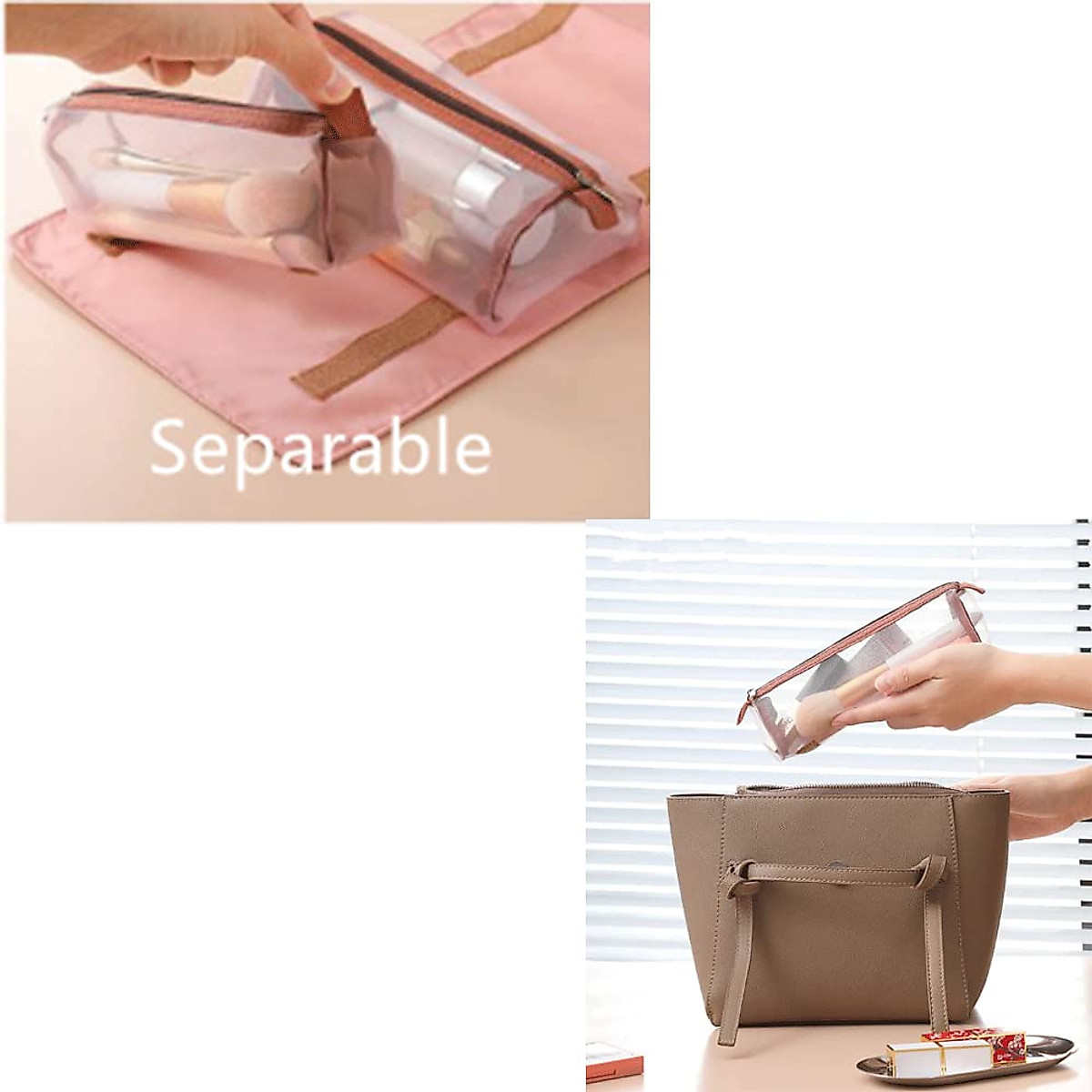 CHALKSEA Makeup Bag，Travel Toiletry Bag, Portable Makeup Organizer, Cosmetic Holder for Brushes Set,Conditioner, AccessoriesToiletry Organizer Case for Toiletries Accessories, Black