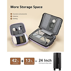 LUGGEX Carry on Luggage with Spinner Wheels, Lightweight Suitcase 2 Piece, Expandable (Purple, 14/20)