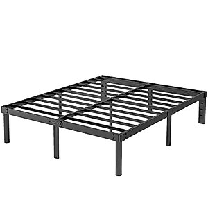 Viisari Queen Bed Frame 14 Inch Metal Heavy Duty Platform No Box Spring Needed Easy Assembly Noise Free Black