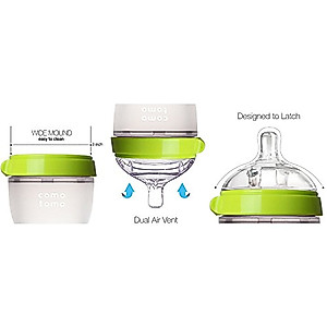 Comotomo Natural Feel 8 Ounce Baby Bottle 3 Pack - Green