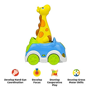 KiddoLab Catch Me Ring Toss Giraffe - Musical Moving Animal Toy with 3 Rings, Children's Songs, Flashing Lights, 2 Play Modes - Tossing Game Activity for Young Kids, Toddlers Ages 18 Months Old & Up