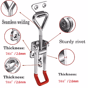 Accessbuy Toggle Latch Clamp 4002 Style,550Lbs Holding Capacity,Toggle Latches with Lock-Hole,Adjustable Heavy Duty Medium Latch for Smoker lid,ToolBox Cases and More (5.7inch)