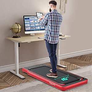 GYMAX Walking Pad, 2.25HP Foldable Treadmill with LED Display, Remote & Smart App Control, 2 in 1 Under Desk Treadmill, Portable Compact Folding Treadmill for Small Space/Home/Office