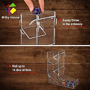 Dice Tower, Dice Rolling Tower Kit with Double Sided Matte Protective Film, Please Tear Off Before Use & Tray Collapsible Portable Easy Roller for Desktop Board Game,RPG, D&D & Foxta