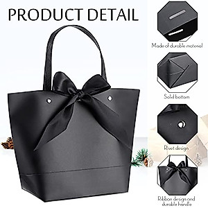 20 Pcs Gift Bags with Handles Cute Party Favor Bags Treat Bags for Birthday Party Paper Bridal Shower Favor Bags Ribbon Bow Gift Wrap Bags for Wedding Valentine's Day (Black, Small)