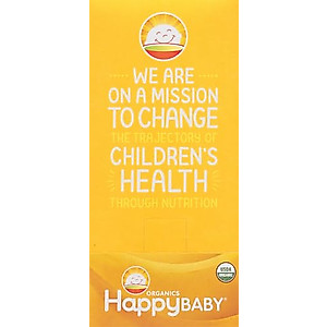 Happy Baby Organics Clearly Crafted Stage 2 Baby Food Bananas Raspberries & Oats, 4 Ounce Pouch Resealable Baby Food Pouches, Fruit & Veggie Puree, Organic Non-GMO Gluten Free Kosher (Pack of 8)