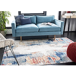 SAFAVIEH Jasper Collection Area Rug - 5'3" x 7'6", Grey & Red, Modern Abstract Design, Non-Shedding & Easy Care, Ideal for High Traffic Areas in Living Room, Bedroom (JSP101C)
