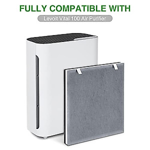 2 Pack Vital 100 True HEPA Replacement Filter Compatible with LEVOIT Vital 100 Air Purifier, 3-in-1 H13 Ture HEPA and High-Efficiency Activated Carbon Filters, Replace Part # Vital 100-RF