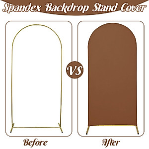 Spandex Fitted Wedding Arch Cover Set of 3 White Arch Backdrop Cover, Round Top Chiara Backdrop Stand Covers for Wedding Birthday Party Baby Shower Banquet Arch Decoration (White, 6FT,6.6FT,7.2FT)