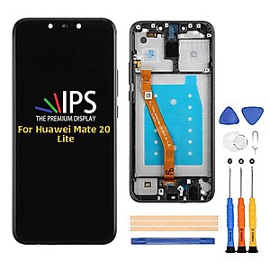 Compatible with Huawei Mate 20 Lite SNE LCD Display Screen Replacement,for Huawei Mate 20 Lite SNE LX1 LX2 LX3 Display LCD Panel Repair Parts Kit,with Tempered Glass+Tools(Black) (Black with Frame)