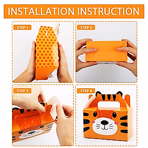 12 Pack Jungle Safari Animals Party Favor Boxes Zoo Animals Theme Happy Birthday Goodies Treat Boxes Jungle Safari Party Candy Gift Bags for Kids Baby Shower Party Decorations Supplies