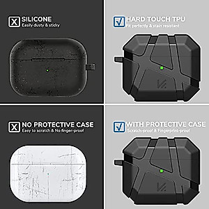 KMMIN Airpods 3rd Generation Case with Keychain Hard TPU Full-Body Rugged Protective Airpod Case 3rd Generation Airpod 3 Case for Men Women Wireless Charge Front LED Visible-Black