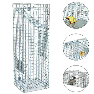 2 Pack Humane Cat Trap for Stray Cats 24"x8"x7" Live Animal Trap Live Traps for Cats Racoon Possum Rabbit Squirrel Mouse Small Animal Trap Outdoor Indoor Collapsible Steel Humane Release Animal Cage