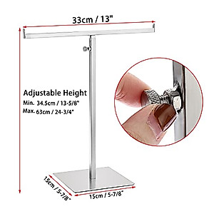 JUXYES Stainless Steel Towel Rack T-Shape Hand Towel Holder Stand, Height Adjustable Hand Towel Holder Rack for Bathroom Vanity Countertop, Brushed Finish