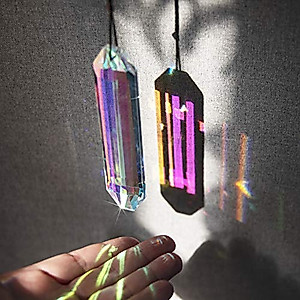 Hanging Chandelier Crystals Prisms Crystal Suncatcher AB-Colors Hexagone Hanging Chandelier Prism Pendant Home Decoration DIY Craft(120mm)