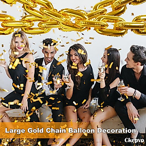 Ckepvo 25Pcs Chain Balloons 16 inch Gold Chain Balloons Hip Hop Party Decorations,Giant Balloon Chain For 90s Party Decorations, Gold Foil Balloons Party Supplies And Decorations (A-Gold)