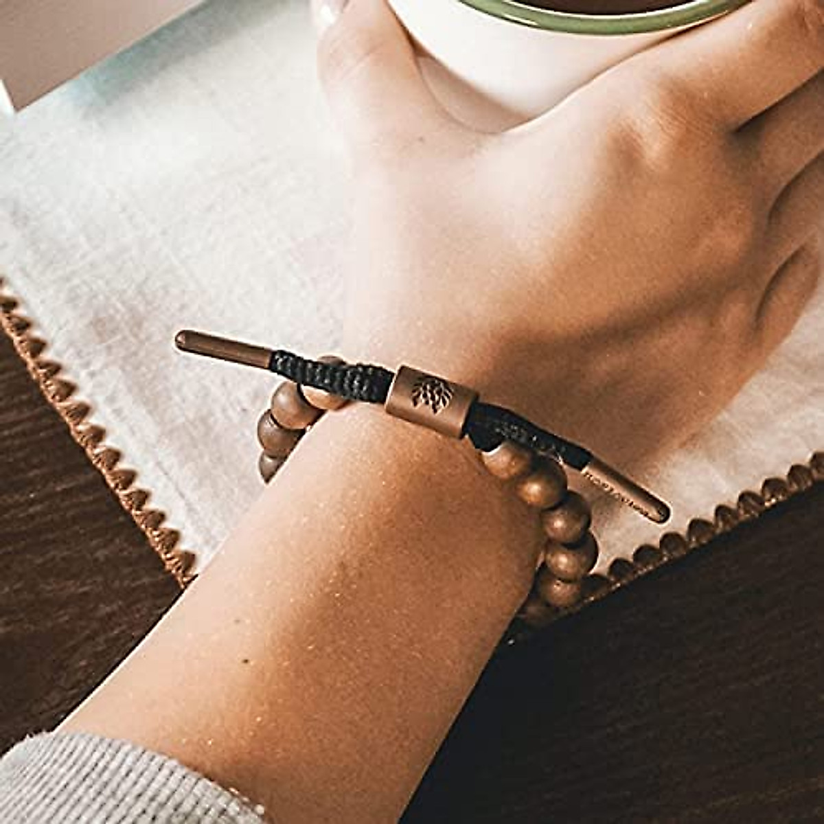 Rastaclat Beaded Bracelet for Men and Women of All Ages - Truth Brown/Black Bracelet | Adjustable Stackable Bracelet Beaded by Hand (Medium/Large)