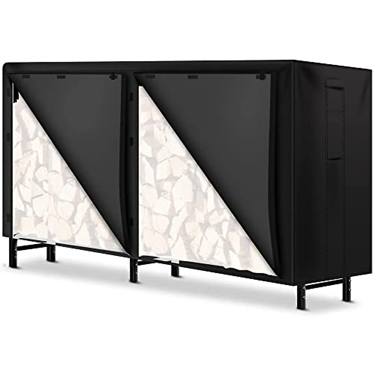 Amagabeli Firewood Rack with Cover Outdoor Black 8ft Bundle Amagabeli Fireplace Log Grate 24 inchBlack24in