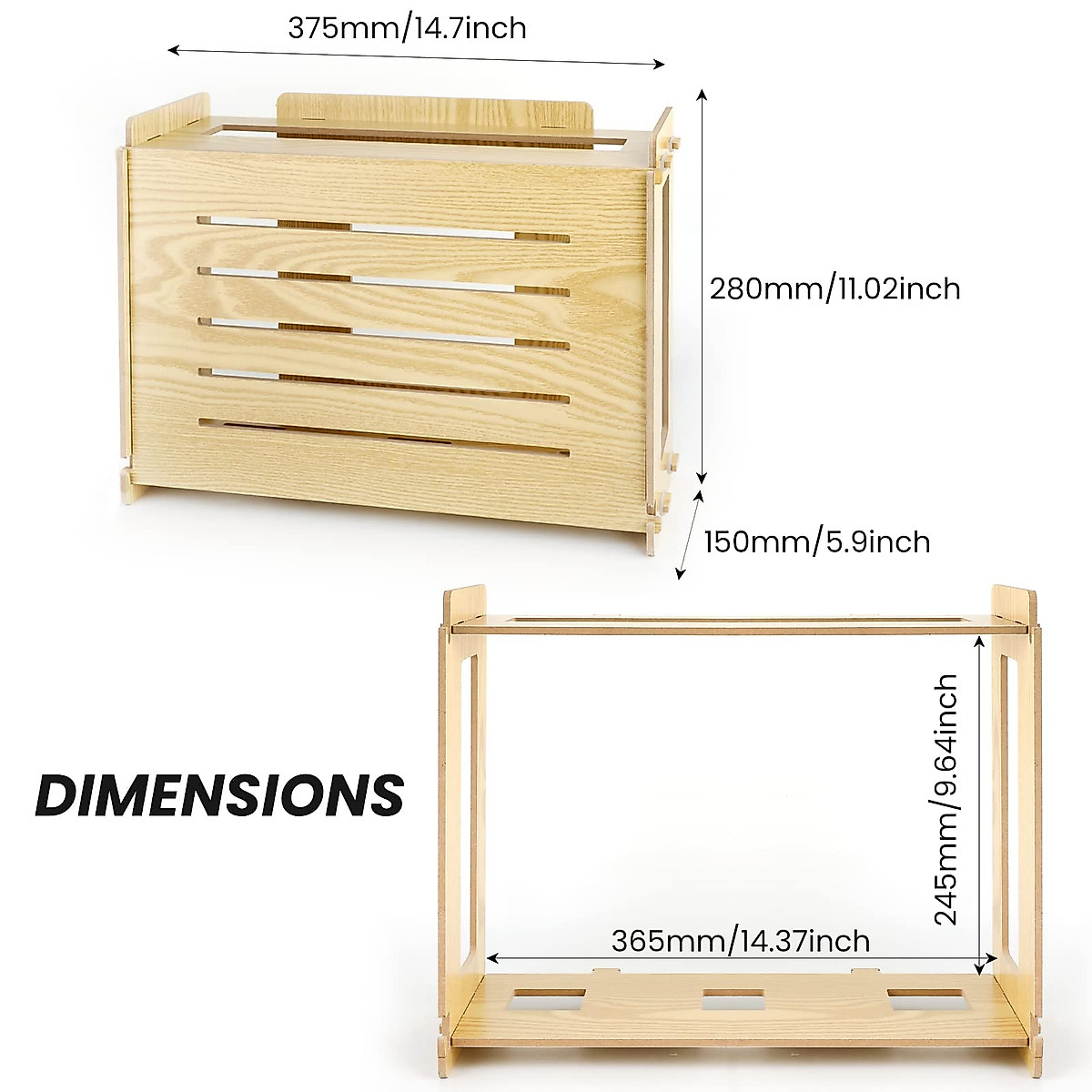 BEARUT Router Shelf Wireless WiFi Modem MDF Shelf Router Cover Power Strip and Cable Management Storage Box Hider Rack Organizer MDF