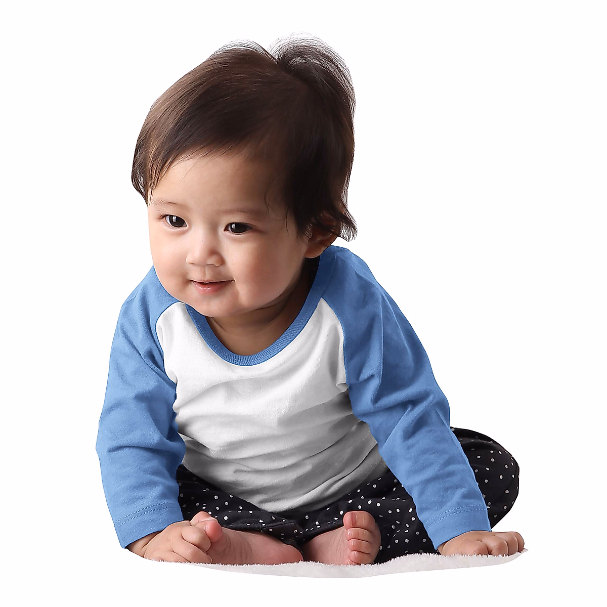 Hat and Beyond Infant Raglan 3/4 Sleeves Baseball Tee (24M, (Baby) 5bh03_White/Carolina_Blue)