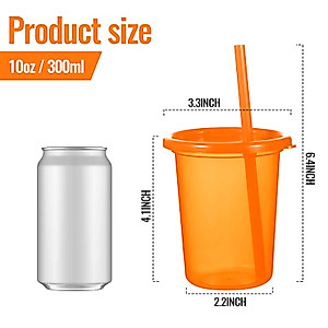 Nuanchu 12 Pcs Halloween Cups for Kids Plastic Tumbler with Lids and Straws 10 Oz Reusable Toddler Cups for Happy Halloween Party Gift Supplies (Trendy)