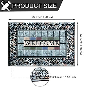 CHICHIC Rectangle Entrance Door Mat Large 24 x 36 Inch Entry Way High Traffic Area Doormat Front Door Rugs Outdoors Heavy Duty Welcome Mat, Non Slip Rubber Back Low Profile for Garage