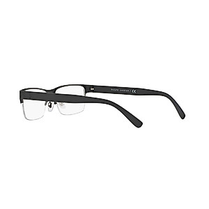 Polo Ralph Lauren Men's PH1164 Rectangular Prescription Eyewear Frames, Matte Black/Demo Lens, 56 mm