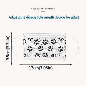 Cute face mask,animal print mask,50PC Paw Print Disposable Face Mask for Women With Cute Designs dog paw print Paper mask(C)