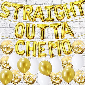 Tihuprly Cancer Party Decorations Included Foil Letter Balloon + 10 Confetti Balloons + 10 Latex Balloons - Cancer Free Party Décor Theme Banner