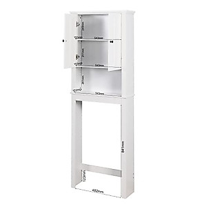 Angel Sar Over The Toilet Storage Cabinet, Space-Saving Bathroom Shelf, Bathroom Organizer with Open Shelf and Doors, White1