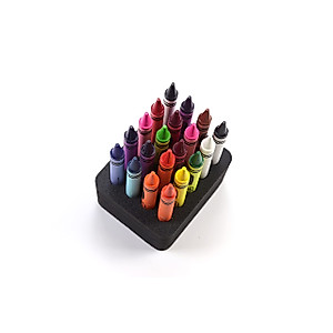 Polar Whale Jumbo Crayon Desk Stand Organizer Compatible with Crayola and Others Design Storage Tray Supply Non-Scratch Non-Rattle Washable Durable Black Foam Holds 20