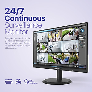 Amcrest 24/7 Surveillance Video Monitor Screen, 22 inch PC Computer NVR/DVR Monitor, 1080p FHD 60Hz with HDMI VGA, Micro Bezel Design, W-LED for Home Office, Monitor, Built-in Dual Speakers, AM-LM22