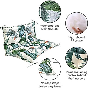 Boaisdus Swing Cushions 3 Seater Replacement Waterproof Porch Swing Cushions with Backrest and 8 Ties Thicken 4" Bench Cushion Replacement Patio Swing Cushion for Outdoor Furniture(60x40in)