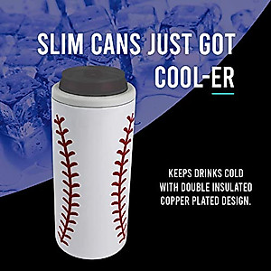 Urbanifi Baseball Slim Hard Seltzer Cooler Insulated Drink Stainless Steel Double Walled Tumbler Sleeve for 12 OZ Skinny Can, Water Bottle or Soda Gifts (Baseball)