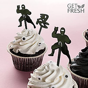 GET FRESH Ninja Food Picks for Kids – 18-pcs Mini Ninja Food Picks for Toddlers Lunch Decoration – Black Ninja Bento Box Toothpicks for Children– Reusable Kids Food Toothpicks Set for Bento Deco