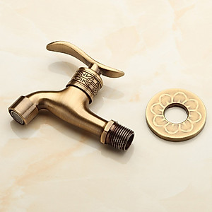 TOLIWEL Antique Brass Garden Outdoor Faucet Bathroom Wall Mount Water Decorative Hose Single Cold Tap G 1/2 inch Connection Spigot