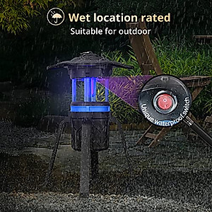 POWIFY Mosquito Trap Outdoor, Bug Zapper with Fluorescent UV Light, Fly Trap Mosquito Zapper with Suction Fan, Mosquito Killer for Gnat, Moth, Flying Insect (with Stand)